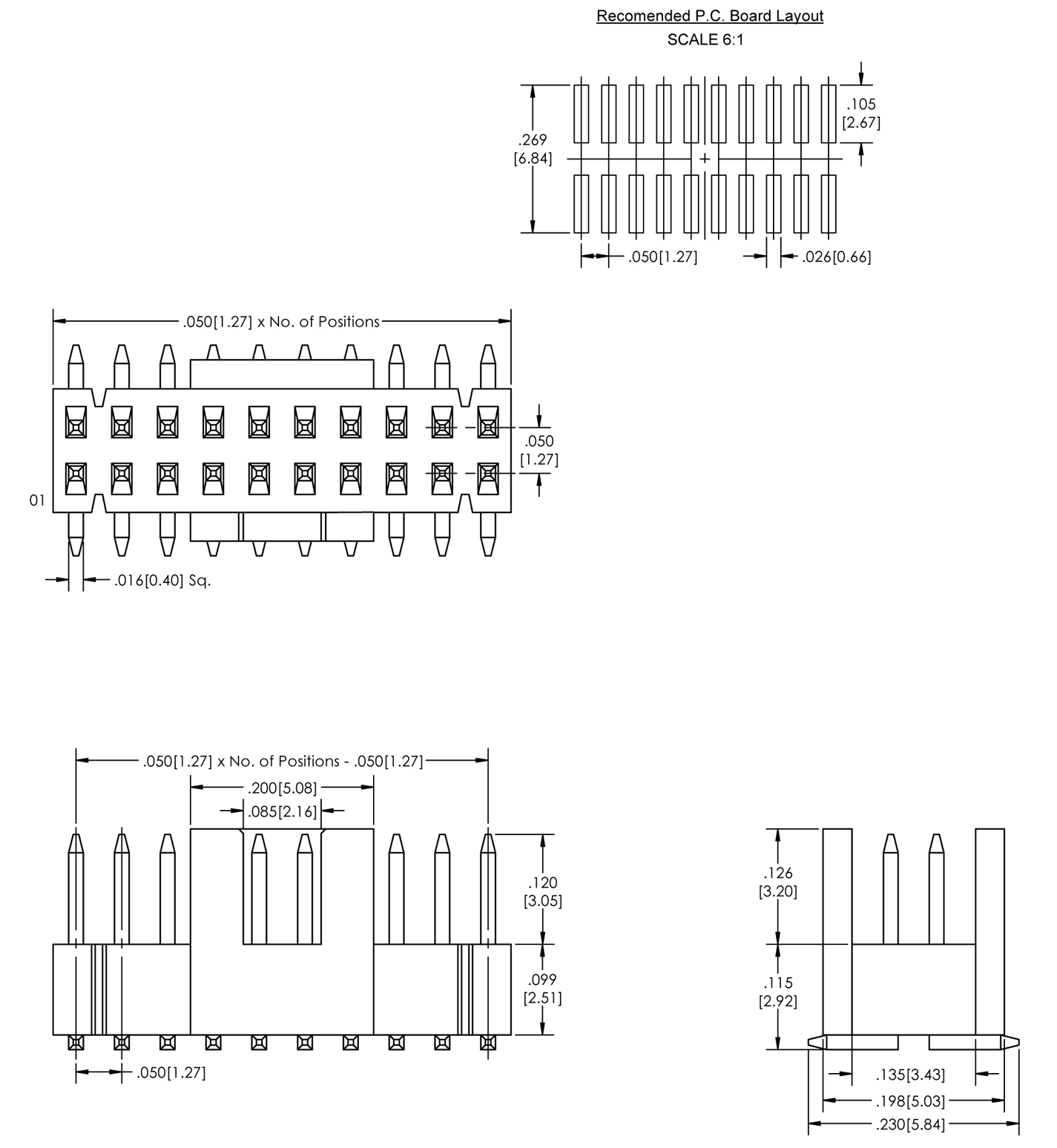 Connecteurs PCB 1,27x1,27mm TTSHSM-5-K - Sonectrad-BRN